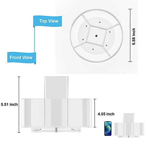 Marbrasse Acrylic Pen Holder, 360-degree Rotating Clear Pen Organizer for Desk, Desktop Stationery Organizer Caddy for Office School Home & Art Supplies (Acrylic Circle)