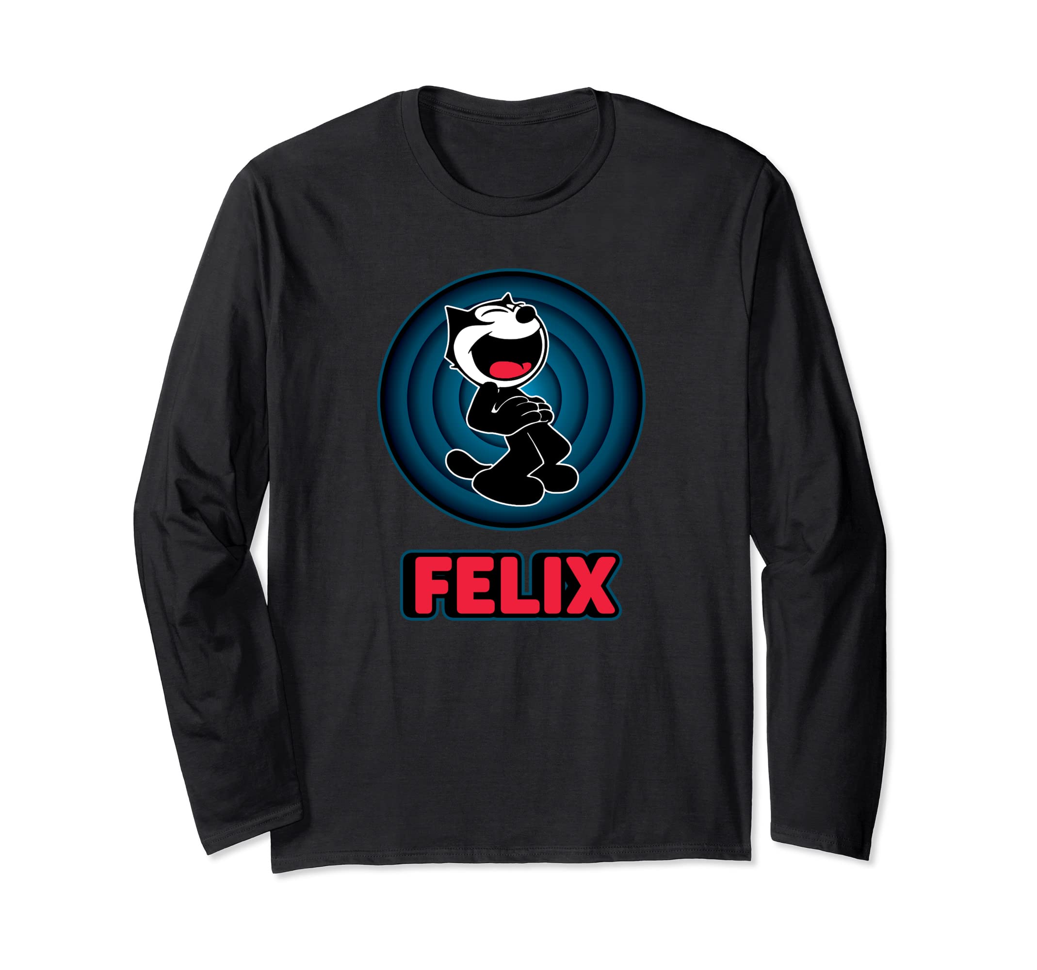 Happy Felix Cat Cartoon Circle Retro Felix Cat Comics Long Sleeve T-Shirt