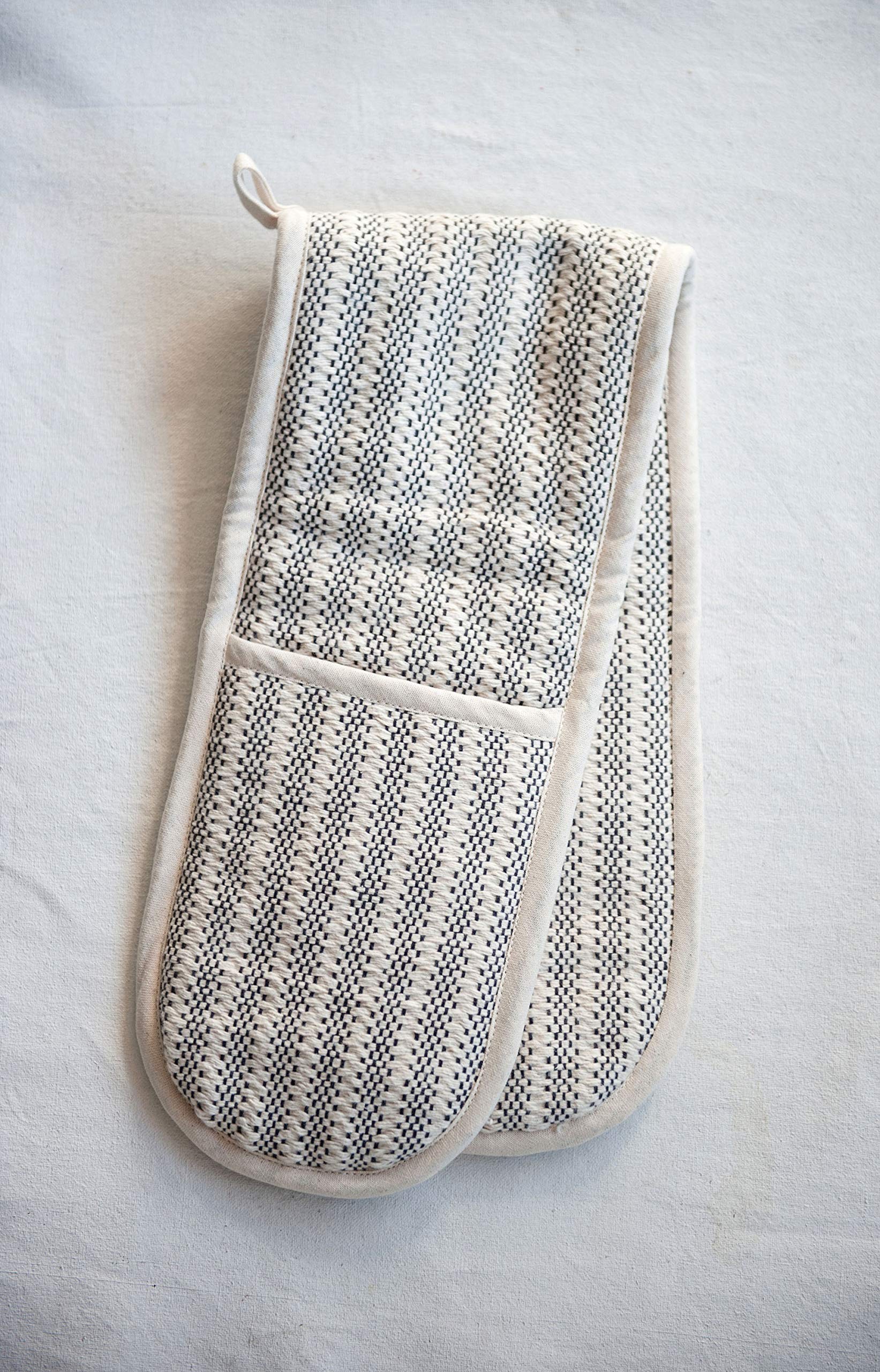 Creative Co-Op Cream & Black Cotton Double Hot Mitt