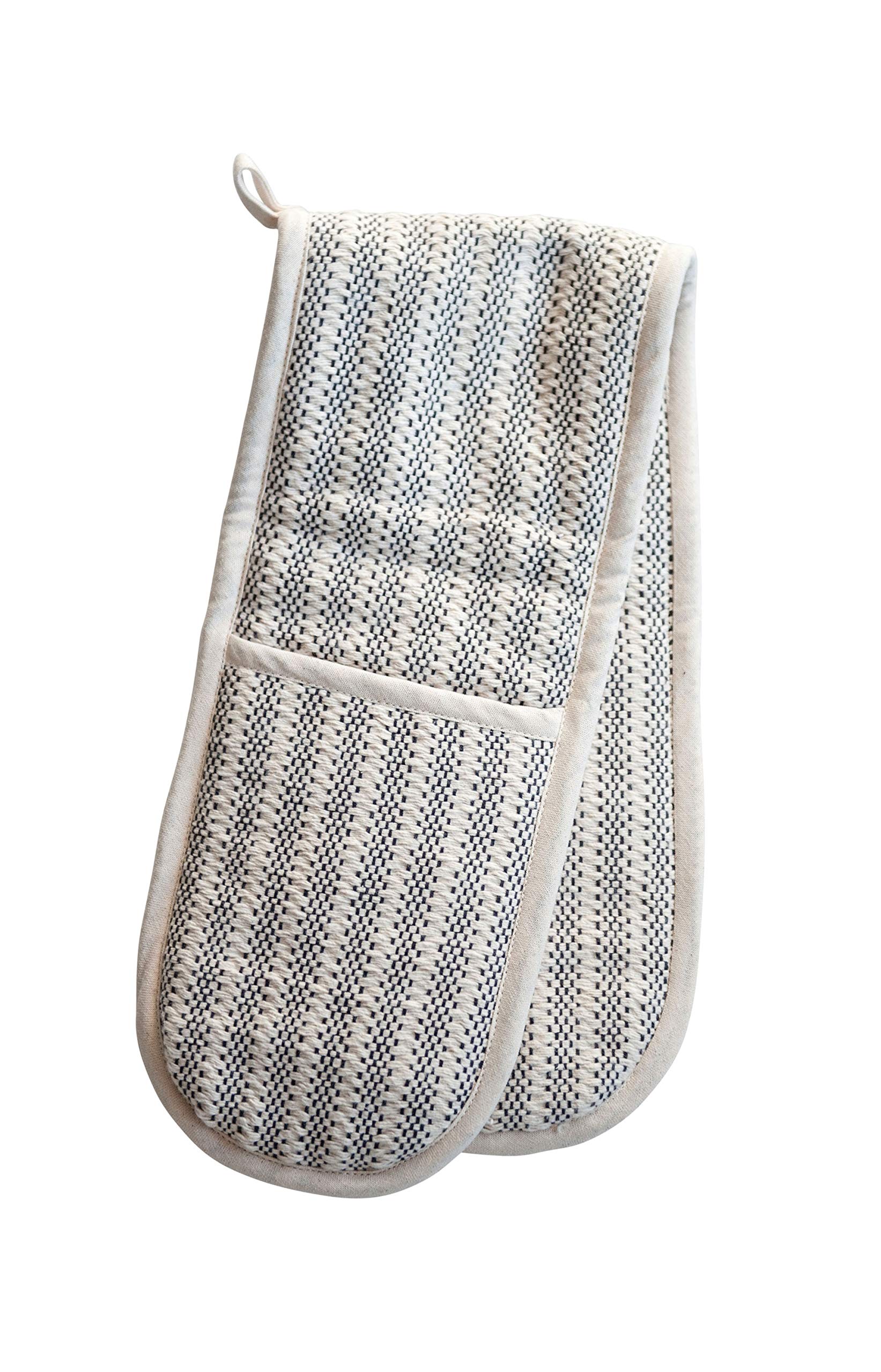 Creative Co-Op Cream & Black Cotton Double Hot Mitt