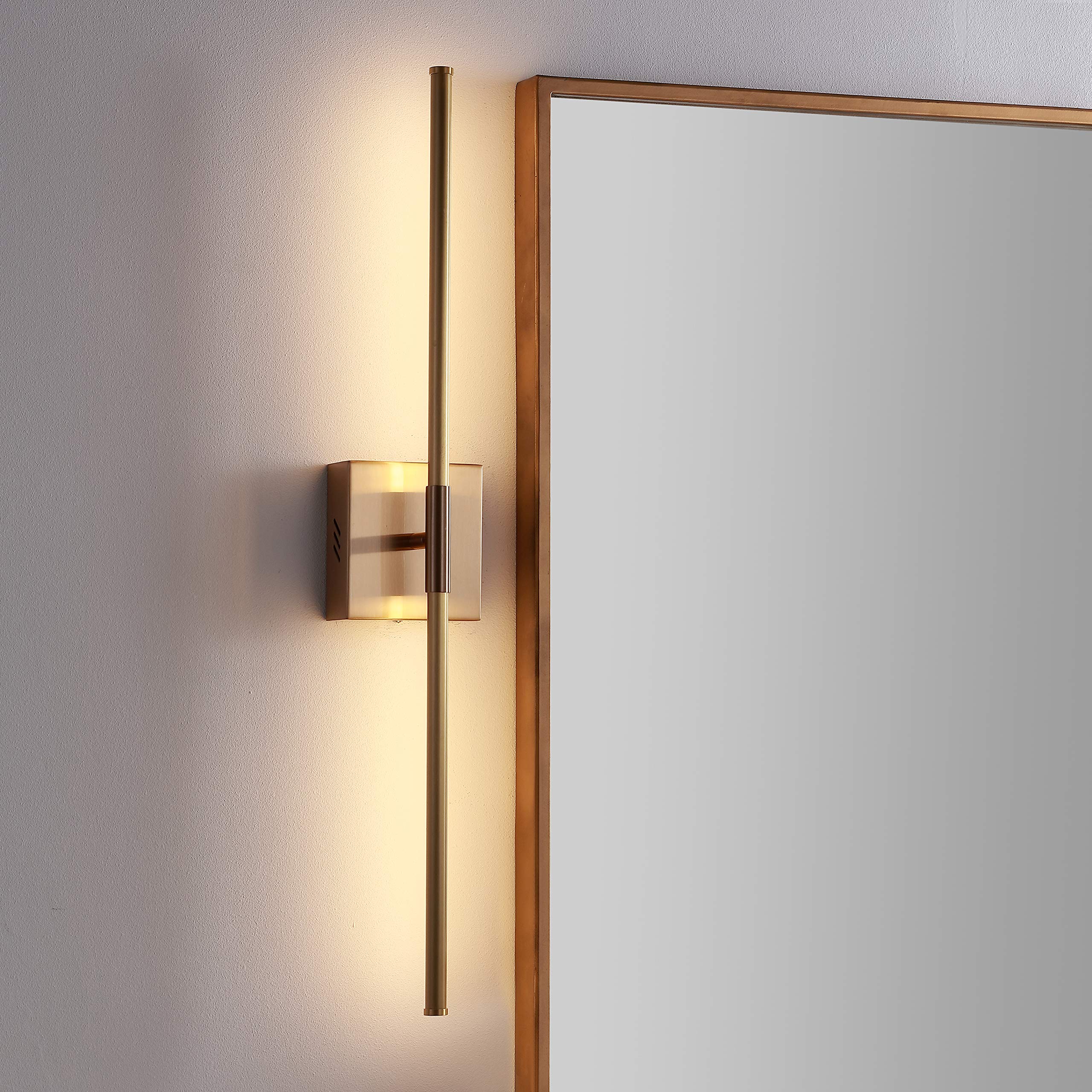 JONATHAN Y JYL7022B Makena 28" Dimmable Integrated LED Metal Wall Sconce, Minimalistic,Modern,Contemporary 3000K LED Bulbs for Bedroom, Living Room, Bathroom Hallway, Gold