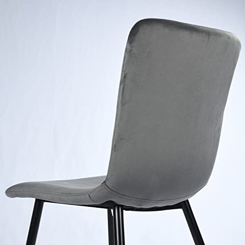 wOod-it Dining Chairs Set of 4, Pre Assembled Velvet Chair Set Upholstered with Metal Legs Modern for Dining Room, Kitchen, 16.9" W x 18.1" D x 34.8" H (Grey)