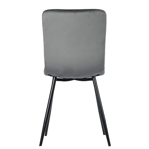 wOod-it Dining Chairs Set of 4, Pre Assembled Velvet Chair Set Upholstered with Metal Legs Modern for Dining Room, Kitchen, 16.9" W x 18.1" D x 34.8" H (Grey)