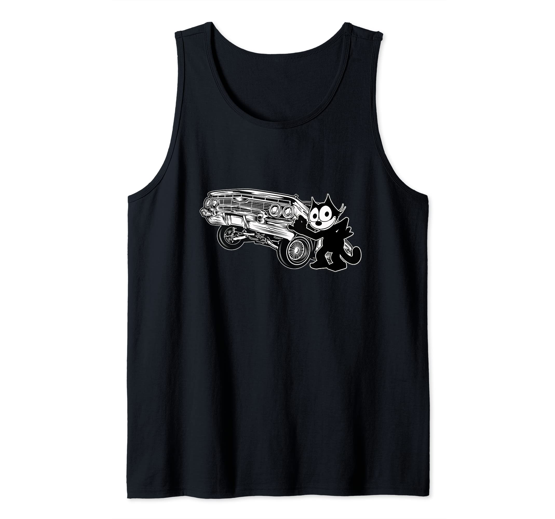 Felix Cat Cartoon Lowrider Hydraulic Bounce Tilt Car Club Tank Top