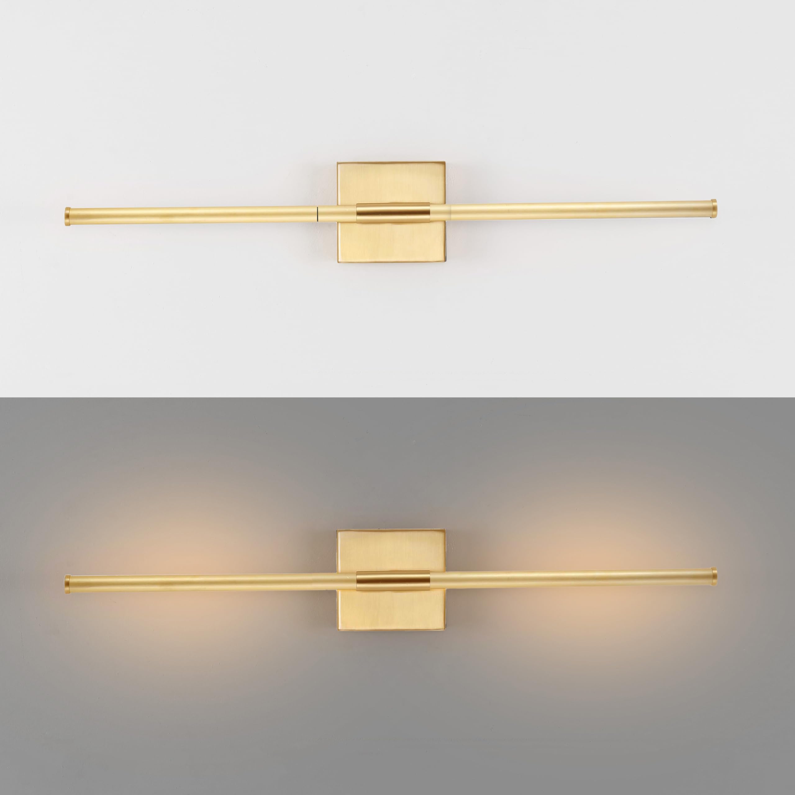 JONATHAN Y JYL7022B Makena 28" Dimmable Integrated LED Metal Wall Sconce, Minimalistic,Modern,Contemporary 3000K LED Bulbs for Bedroom, Living Room, Bathroom Hallway, Gold
