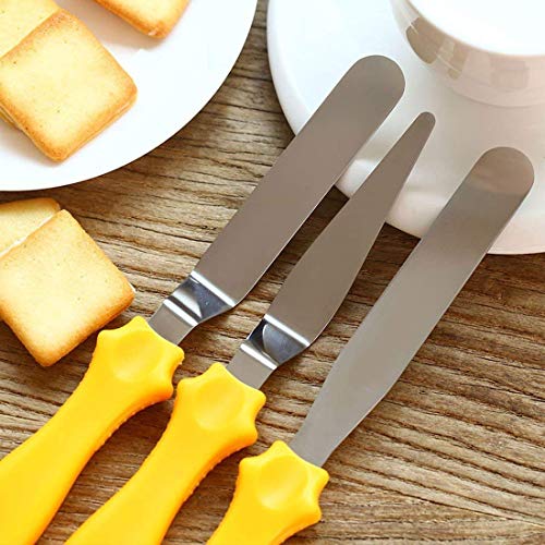 Offset Angled Cake Icing Spatula Knives - Set of 3 Stainless Steel Decorating and Baking Supplies - 6", 8" & 10" (3)