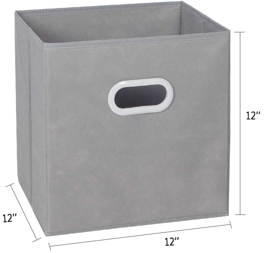 MAX Houser Fabric Storage Bins Cubes Baskets Containers with Dual Plastic Handles for Home Closet Bedroom Drawers Organizers (Cattail Gray)