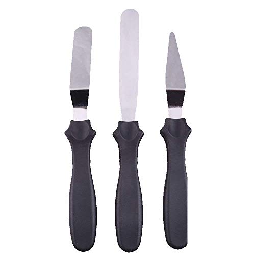 Offset Angled Cake Icing Spatula Knives - Set of 3 Stainless Steel Decorating and Baking Supplies - 6", 8" & 10" (3)