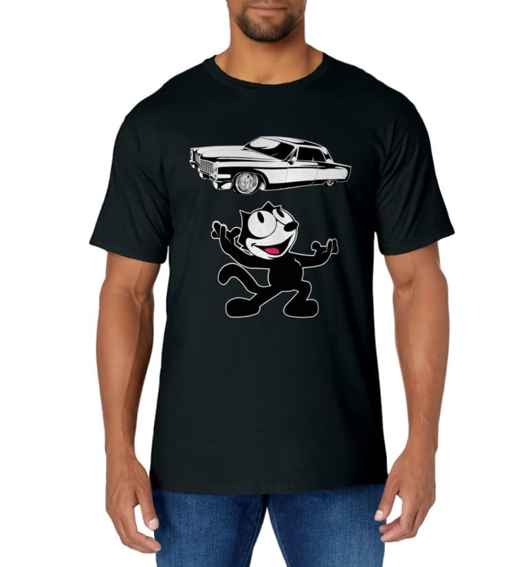 Felix Cat Cartoon Giant Lowrider Car Club Design Mashup T-Shirt