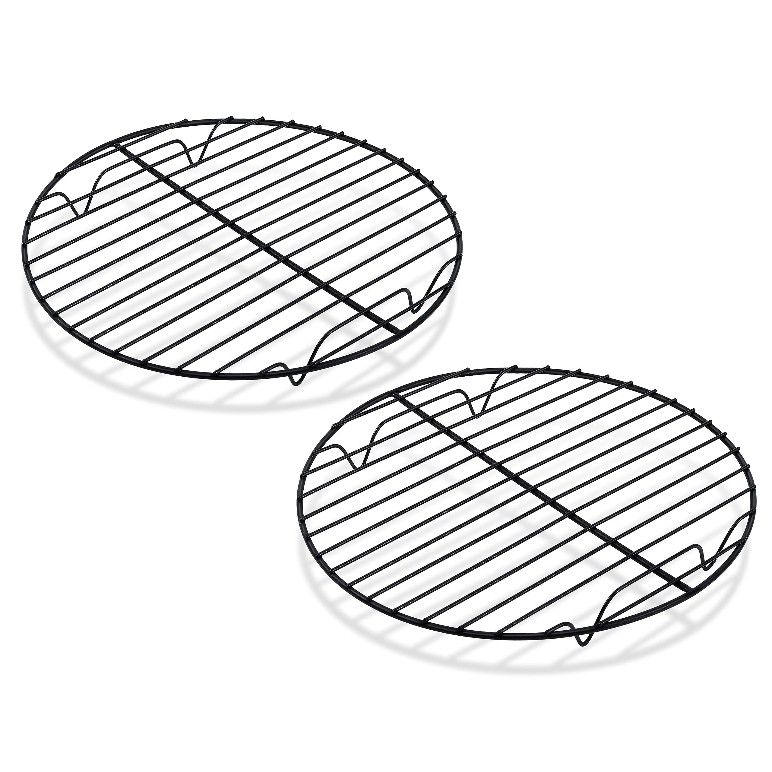 TeamFar Cooling Rack, 9inch Round Baking Wire Rack with Stainless Steel Core & Nonstick Coating, for Roasting Grilling Steaming, Non Toxic & Sturdy, Oven Safe & Anti-melt, Easy Clean – Set of 2