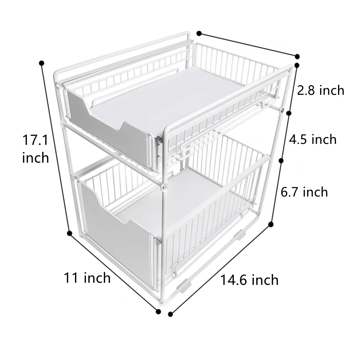 2 Pack - Simple Gear Heavy Duty 2-Tier Under Sink Cabinet Organizers with Sliding Storage Drawer, Pull Out Cabinets Organizer Shelf for Kitchen Bathroom Cabinet or Pantry (Black-2 Pack)