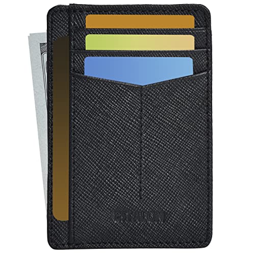 ESTALON Leather Slim Wallet & Credit Card Holder for Men & Women - RFID blocking - Minimalist Design - ID Window - Front Pocket Wallet