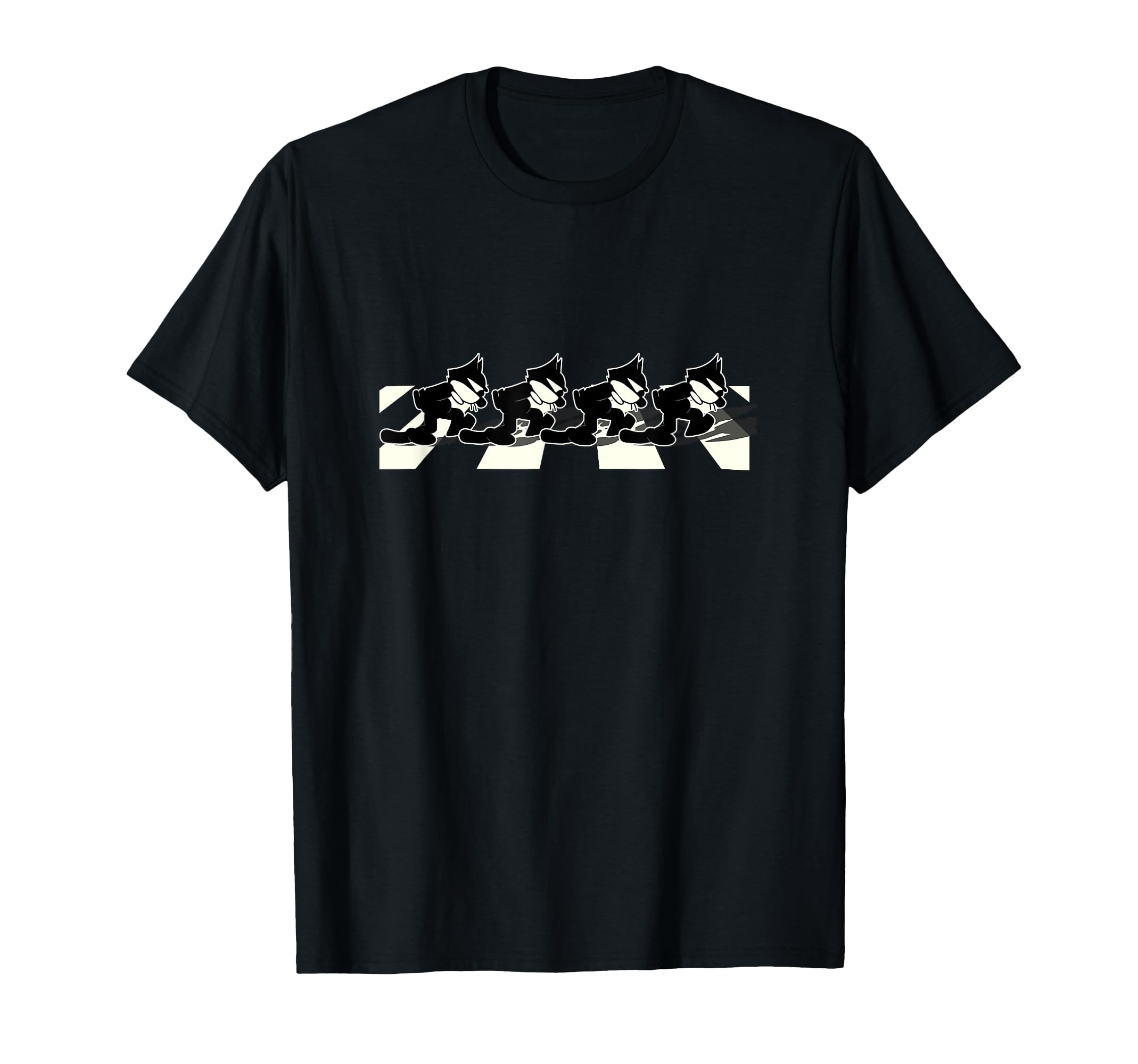 Felix Cat Cartoon Walking on London Road Vintage Cartoon T-Shirt