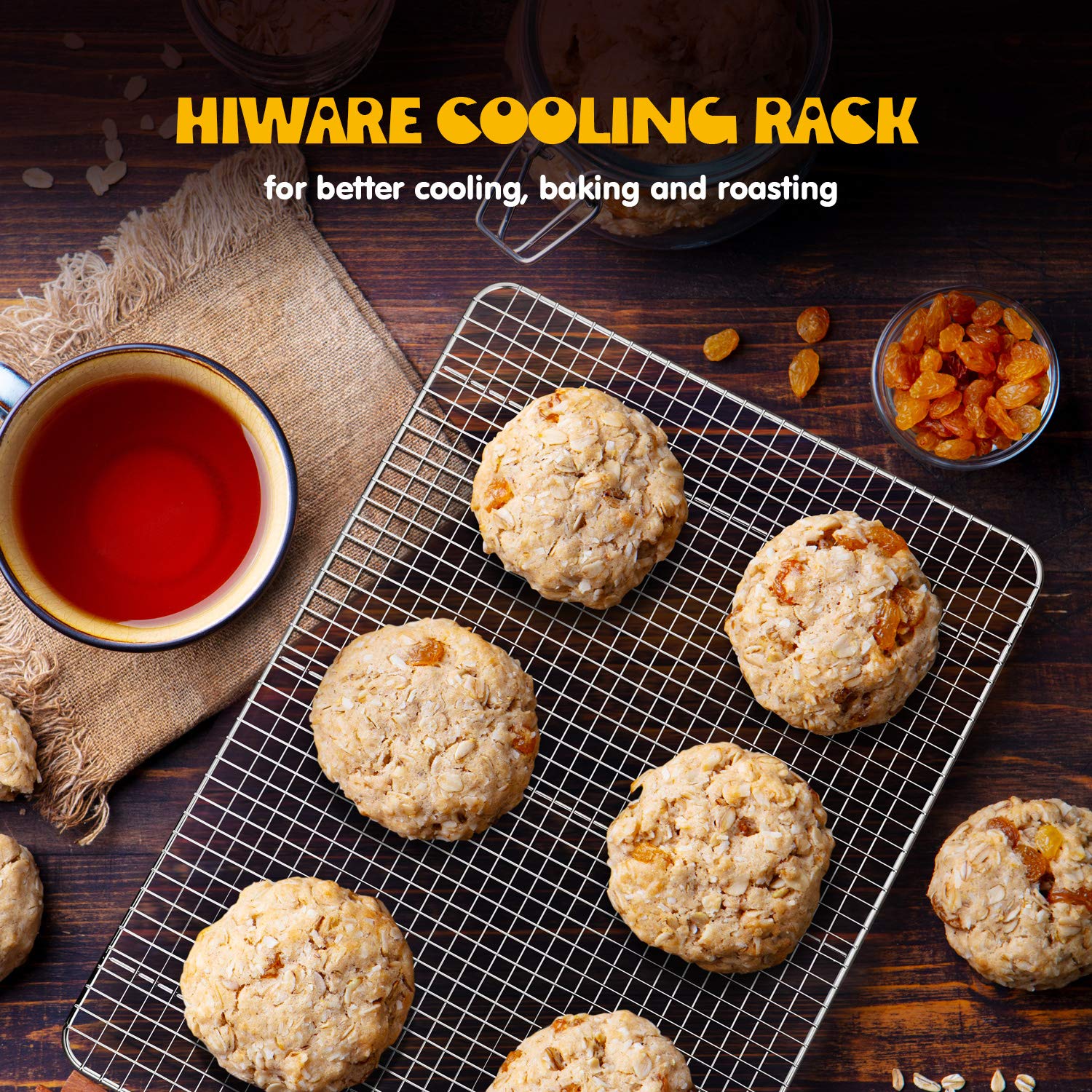 Hiware 2-Pack Cooling Racks for Baking - 8.5" x 12" - Quarter Size - Stainless Steel Wire Cookie Rack Fits Quarter Sheet Pan, Oven Safe for Cooking, Roasting, Grilling