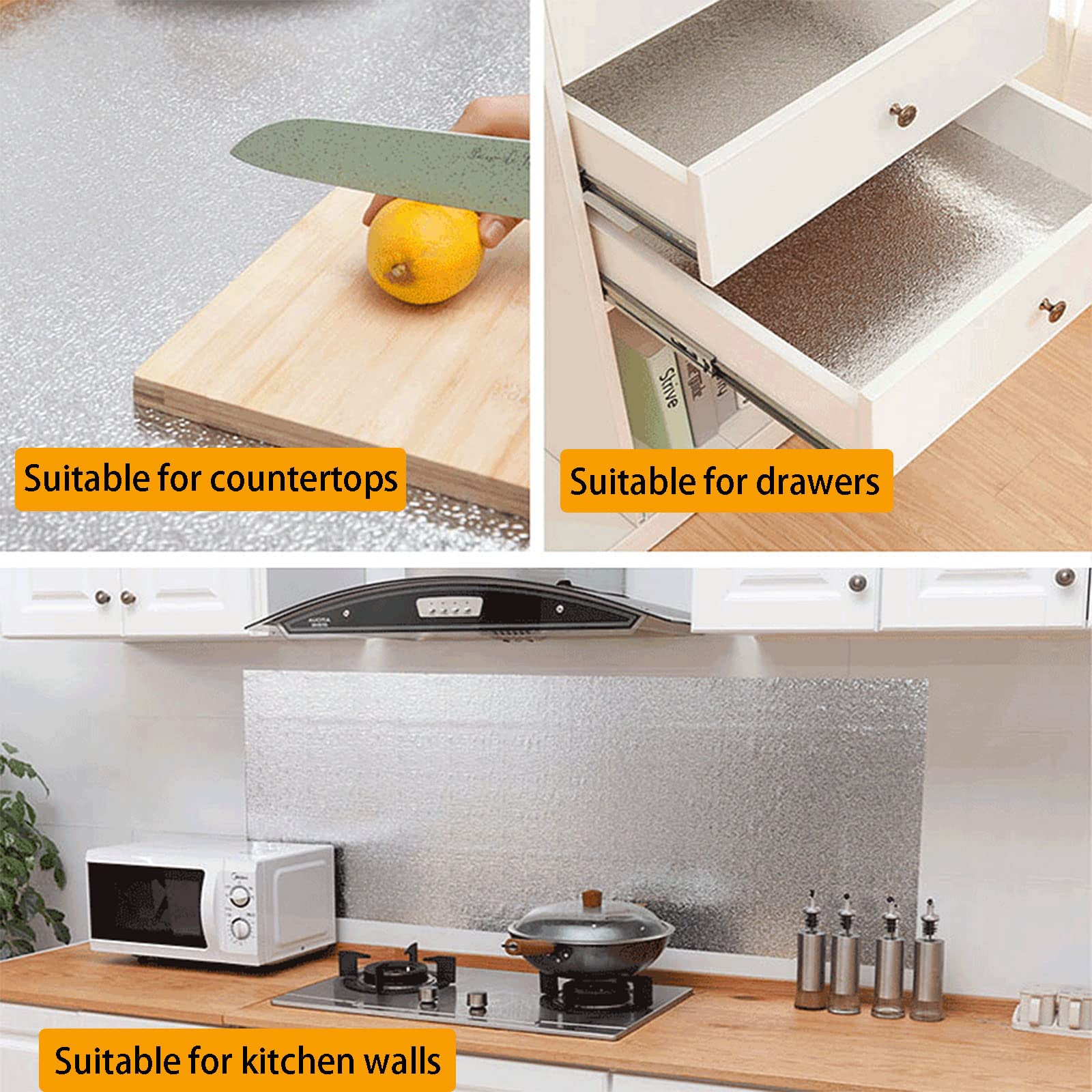 Snkxu Peel and Stick Countertops for Kitchen Backsplash Wallpaper Protector Behind Stove Oil Proof Self Adhesive Waterproof Decor Sticker Contact Paper Back Splash Guard 15.7X118 Inches