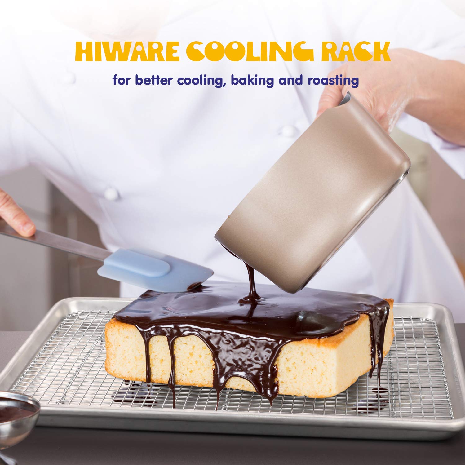 Hiware 2-Pack Cooling Racks for Baking - 8.5" x 12" - Quarter Size - Stainless Steel Wire Cookie Rack Fits Quarter Sheet Pan, Oven Safe for Cooking, Roasting, Grilling