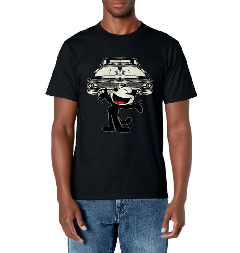 Felix Cat Cartoon Giant Lowrider Car Club Design Mashup T-Shirt
