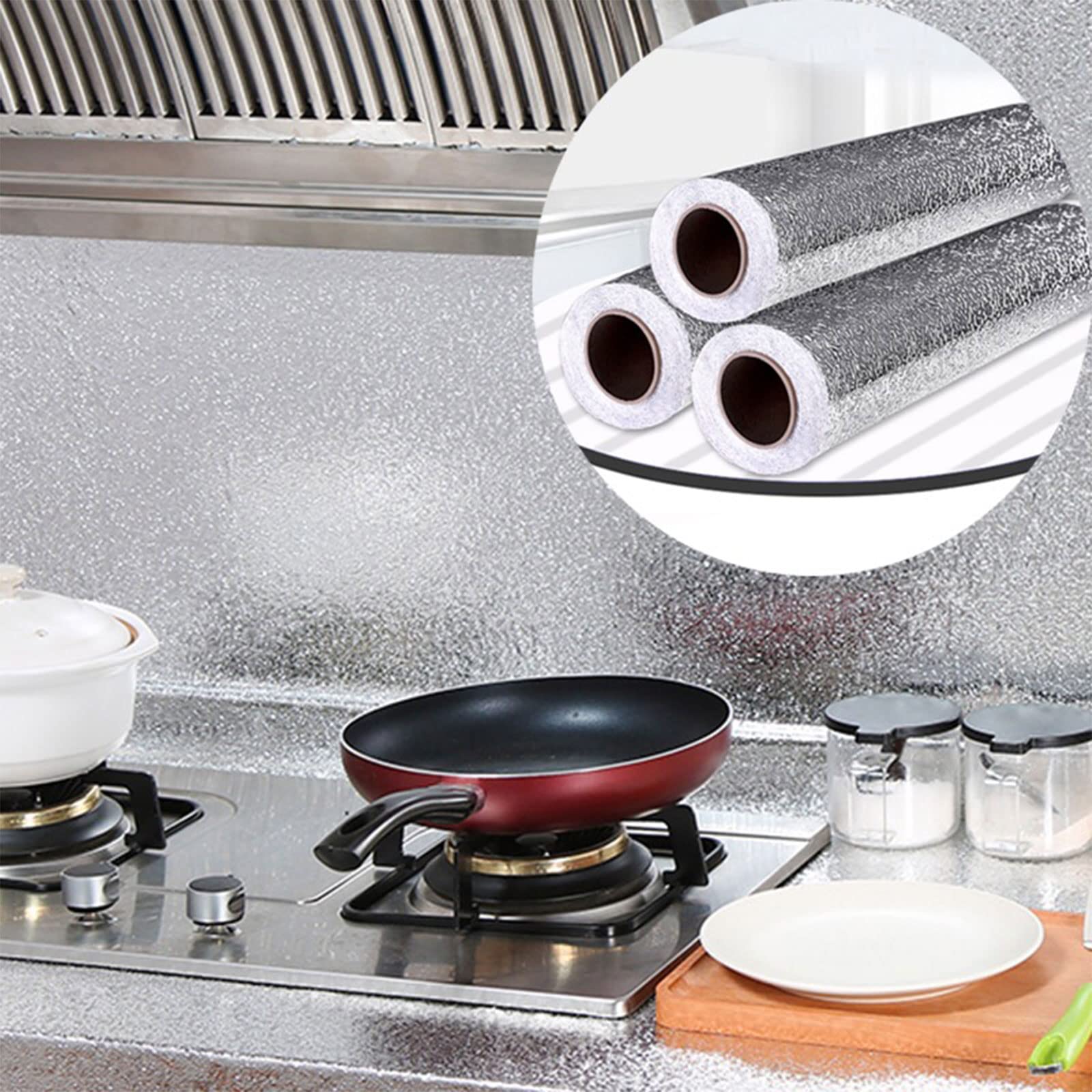 Snkxu Peel and Stick Countertops for Kitchen Backsplash Wallpaper Protector Behind Stove Oil Proof Self Adhesive Waterproof Decor Sticker Contact Paper Back Splash Guard 15.7X118 Inches
