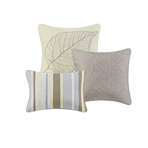 Madison Park Caelie Quilt Modern Classic Design All Season, Breathable Coverlet Lightweight Bedding Set, Matching Shams, Decorative Pillow, King/Cal King(104"x94"), Leaf Yellow 6 Piece