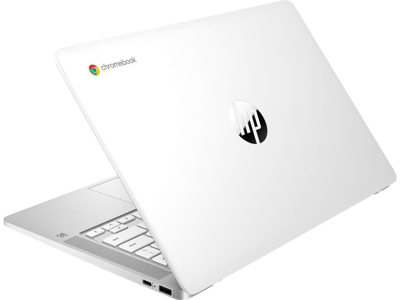 HP Chromebook 14 Laptop, Intel Celeron N4000 Processor, 4 GB RAM, 32 GB eMMC, 14” HD Display, Chrome, Lightweight Computer with Webcam and Dual Mics, Home, School, Music, Movies, (Renewed)