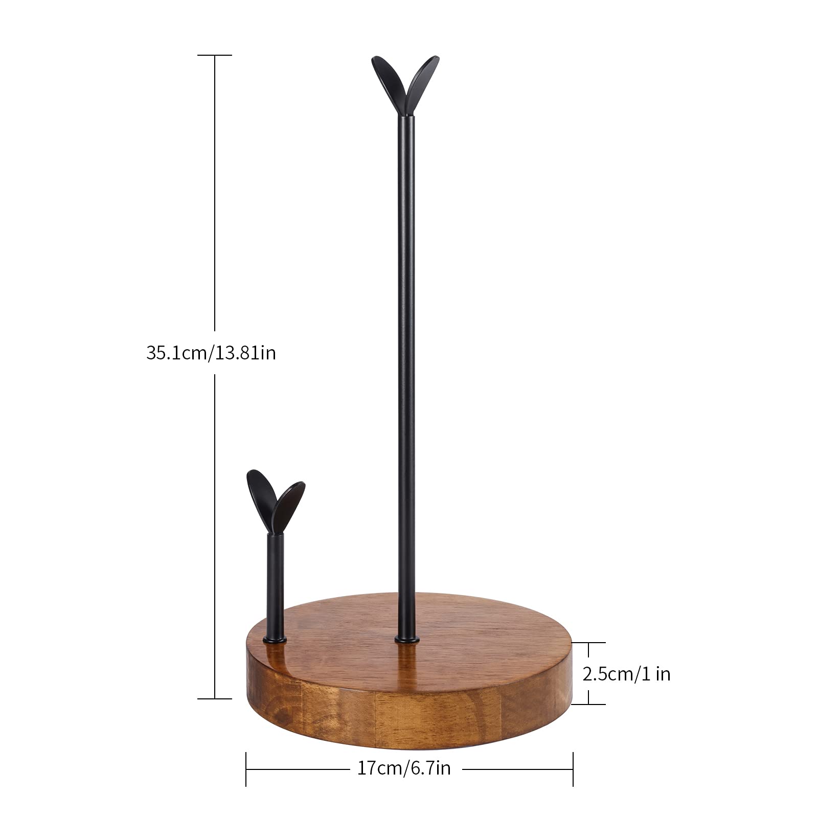 TJ.MOREE Farmhouse Paper Towel Holder Countertop, Wood Paper Towel Holder Stand, Easy One-Handed Tear Rustic Paper Towel Holder for Kitchen Dining Table Home Decor