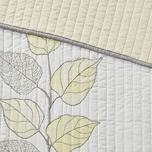 Madison Park Caelie Quilt Modern Classic Design All Season, Breathable Coverlet Lightweight Bedding Set, Matching Shams, Decorative Pillow, King/Cal King(104"x94"), Leaf Yellow 6 Piece