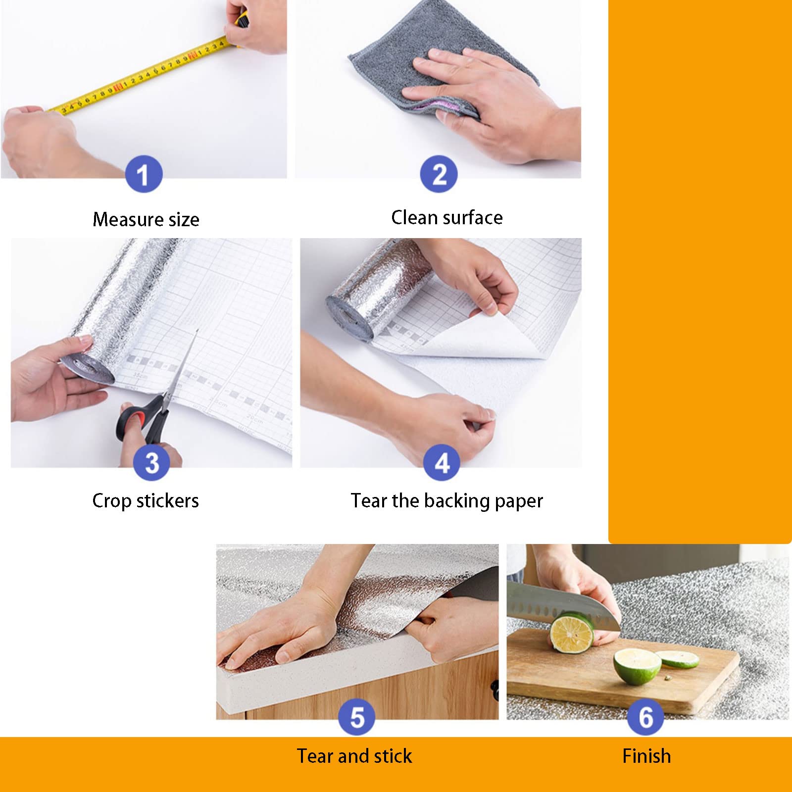 Snkxu Peel and Stick Countertops for Kitchen Backsplash Wallpaper Protector Behind Stove Oil Proof Self Adhesive Waterproof Decor Sticker Contact Paper Back Splash Guard 15.7X118 Inches