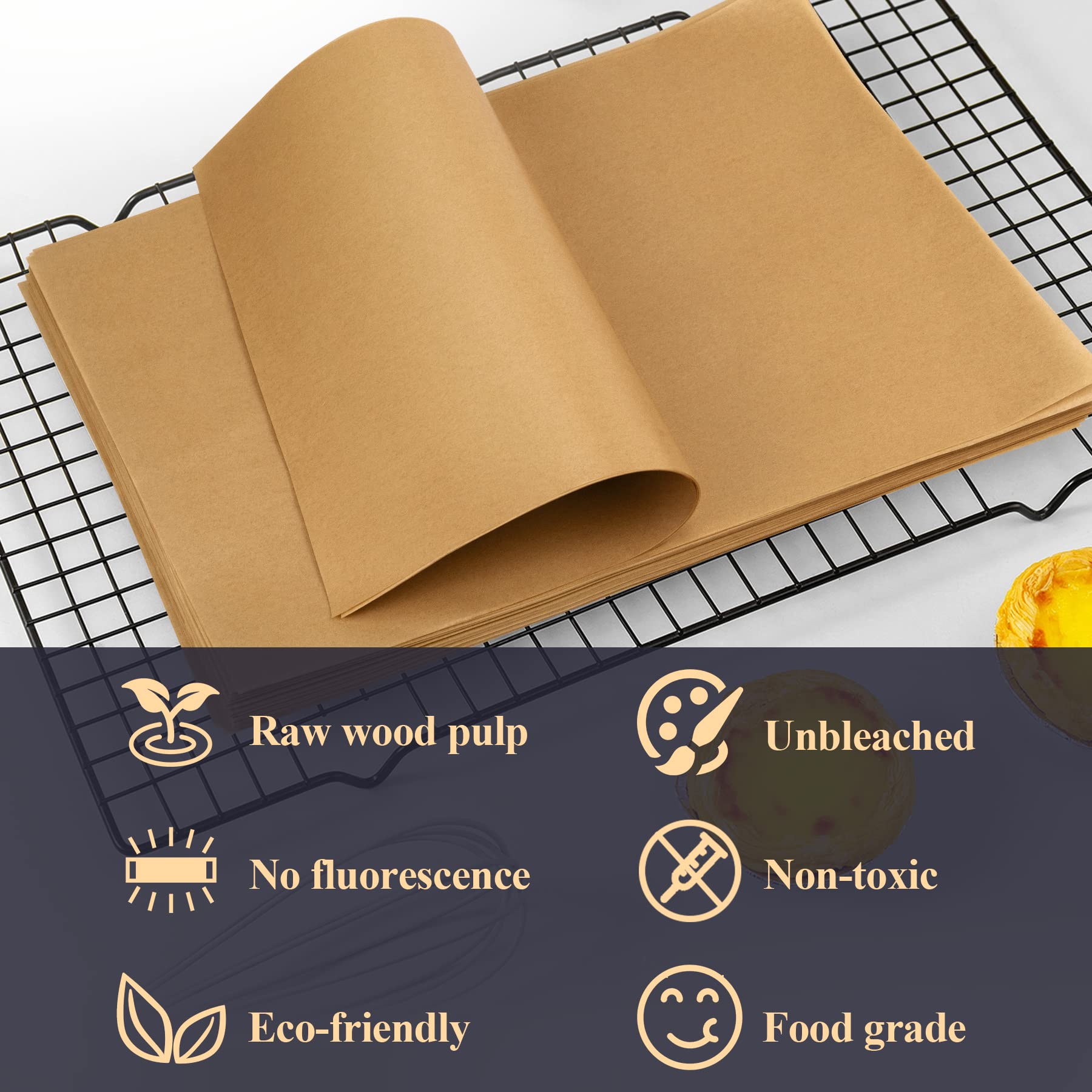 DISSKNIC 200PCS Unbleached Parchment Paper for Air Fryer Liners,9x13 Inch Precut Parchment Paper for Baking Sheet,Best Baking Supplies Baking Paper for Toaster Oven,Cookie sheet,Baking pan,Bread pan