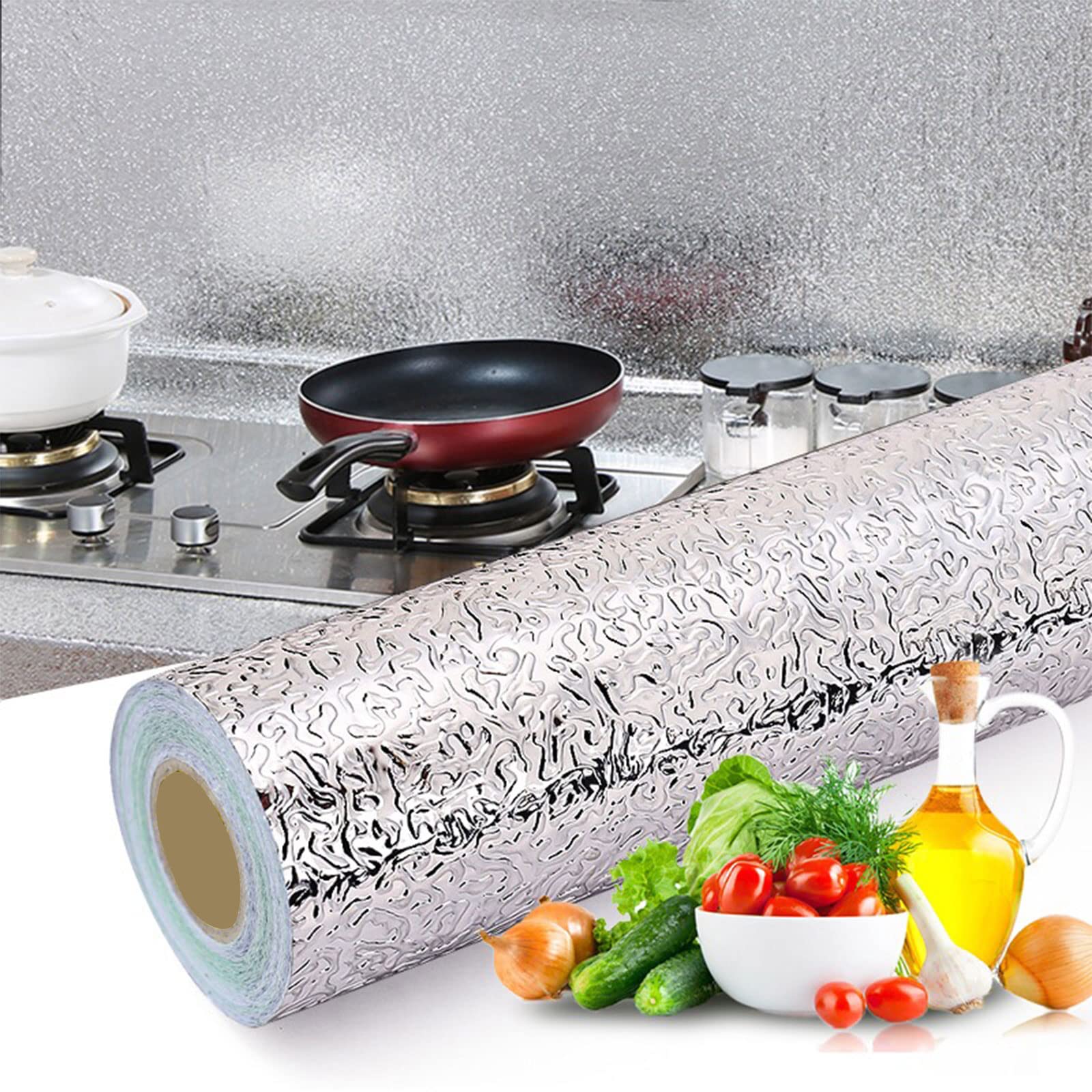 Snkxu Peel and Stick Countertops for Kitchen Backsplash Wallpaper Protector Behind Stove Oil Proof Self Adhesive Waterproof Decor Sticker Contact Paper Back Splash Guard 15.7X118 Inches