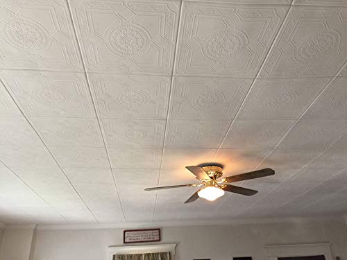 A La Maison Ceilings R30 Kensington Gardens Foam Glue-up Ceiling Tile (256 sq. ft./Case), Pack of 96, Plain White