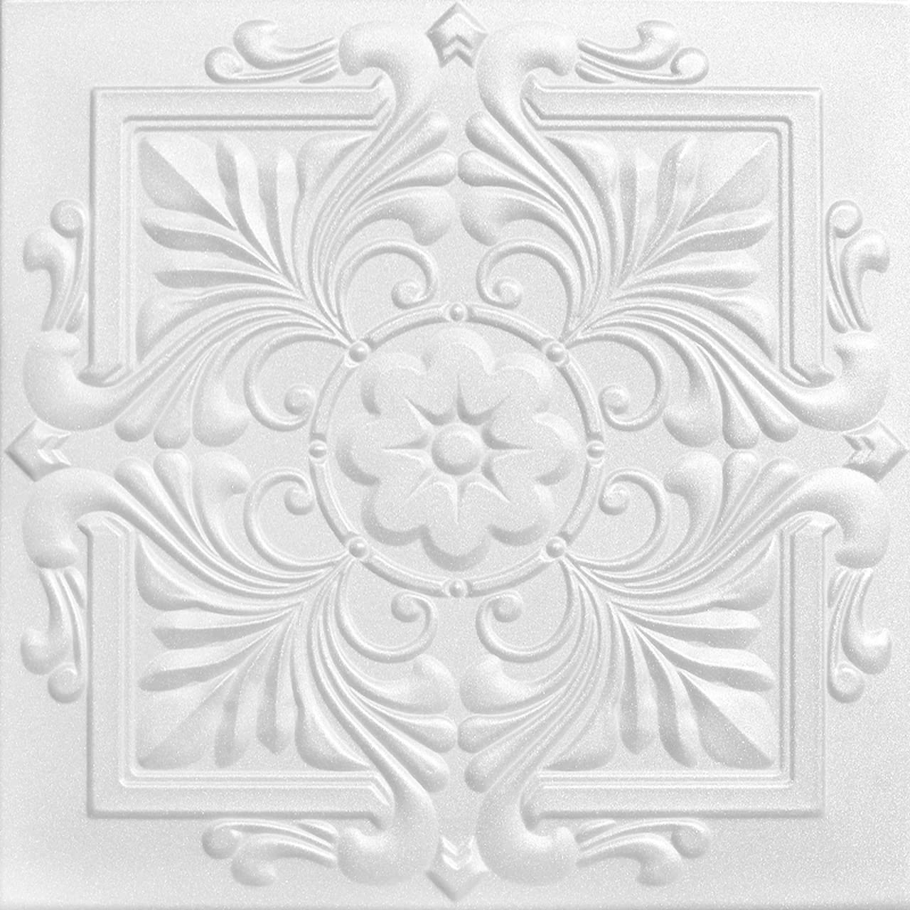 A La Maison Ceilings R14 Victorian Foam Glue-up Ceiling Tile (256 sq. ft./Case), Pack of 96, Ultra Pure White