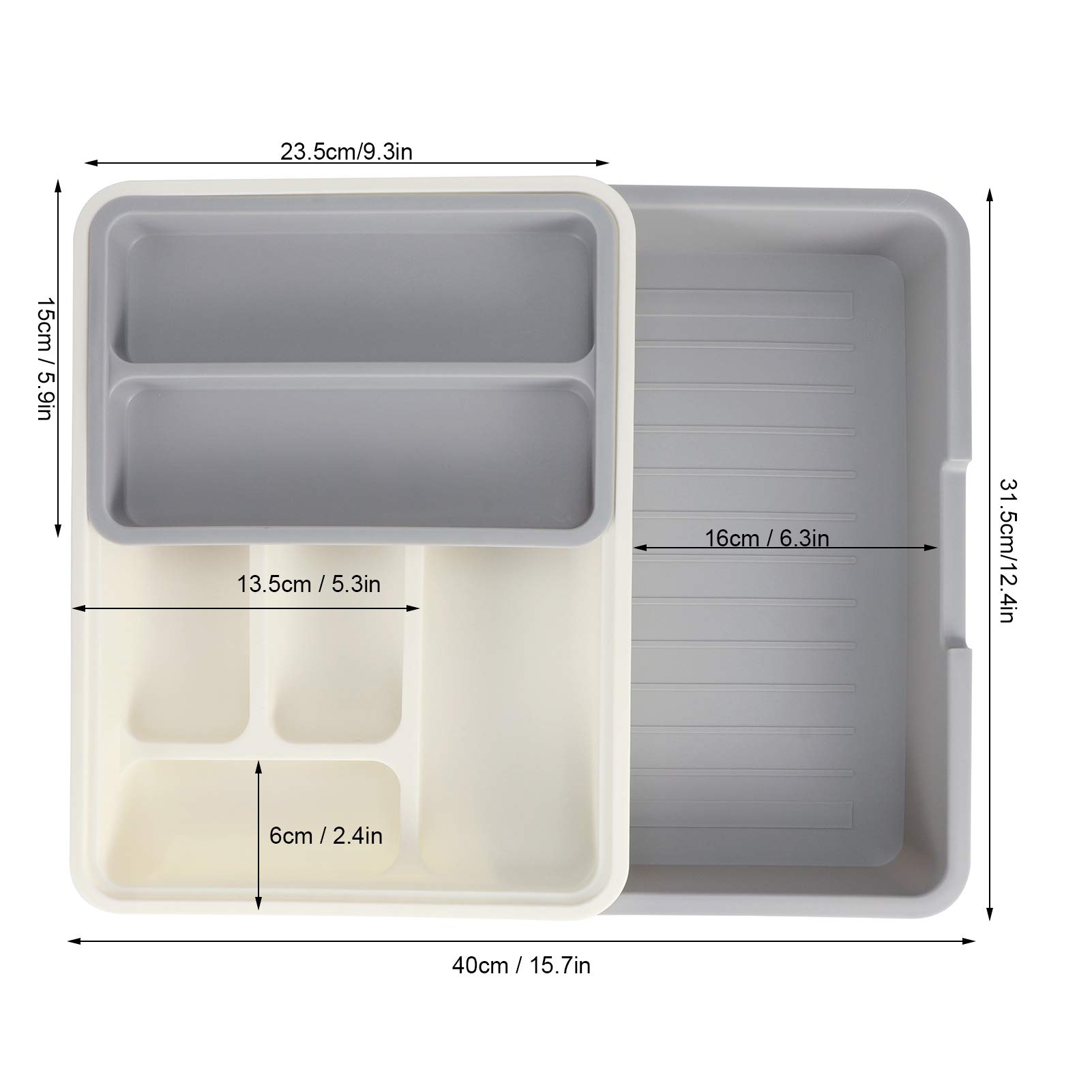 Yosoo Silverware Organizer, Expandable Adjustable Cutlery Storage Tray Compartment Tidy Drawer Utensil Organizer for Kitchen