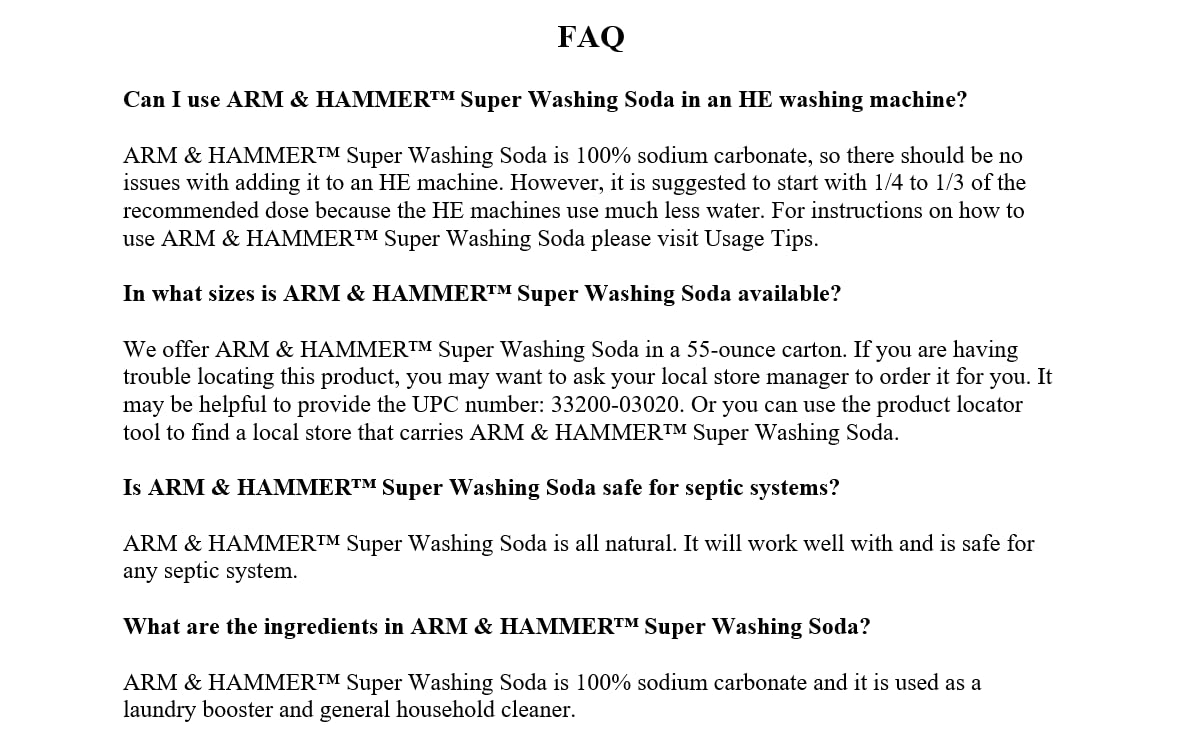 Arm & Hammer Super Washing Soda Detergent Booster & Household Cleaner, 55oz.