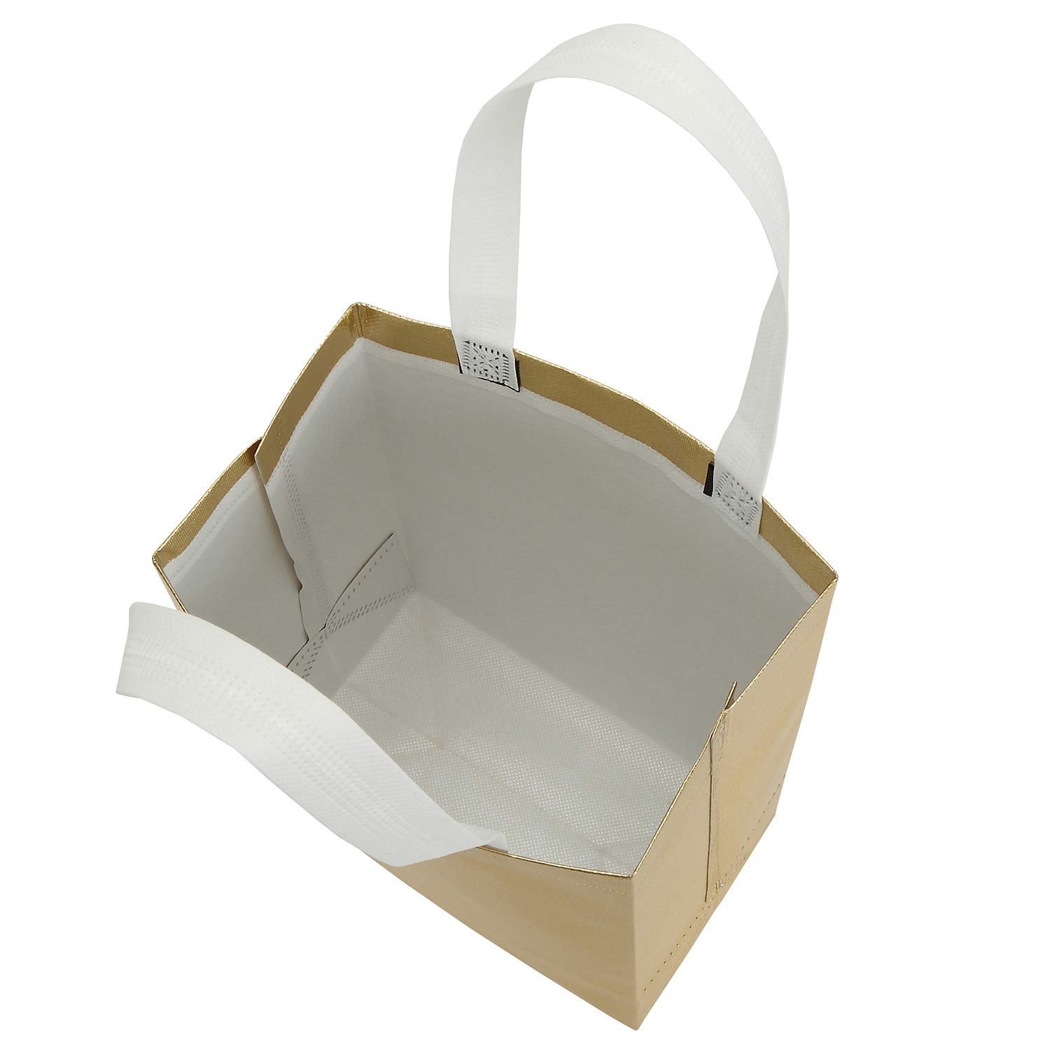 Tosnail 40 Pack 10 x 8 Inch Glossy Gold Reusable Grocery Bags Shopping Tote Bag with Handle Present Bag Gift Bag for Weddings, Birthdays, Party, Event - Gold