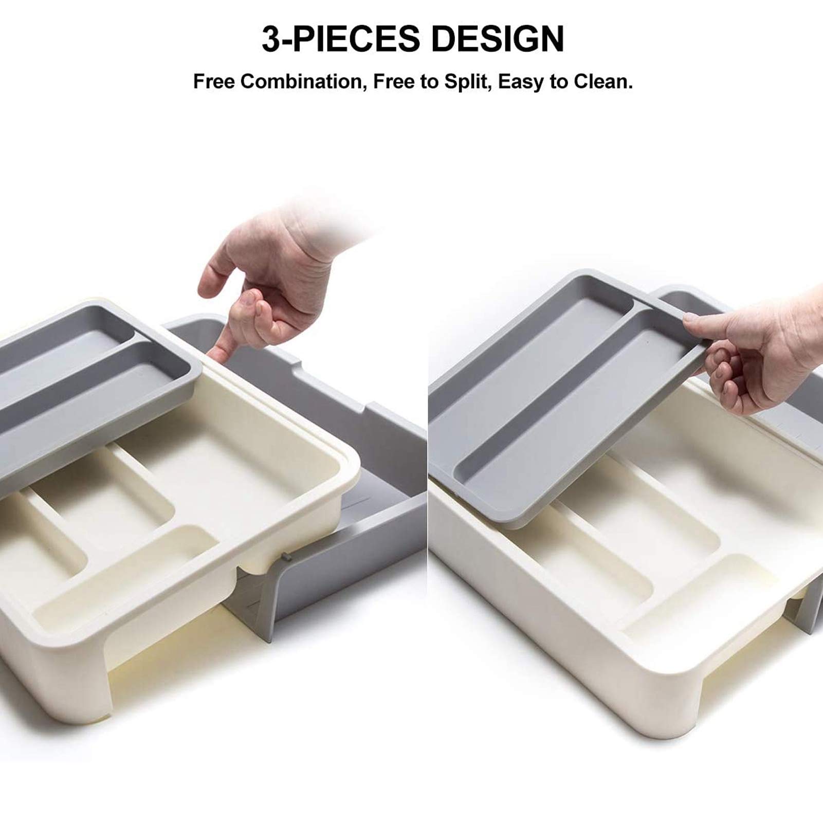 Yosoo Silverware Organizer, Expandable Adjustable Cutlery Storage Tray Compartment Tidy Drawer Utensil Organizer for Kitchen