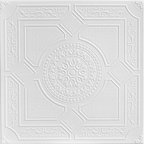 A La Maison Ceilings R30 Kensington Gardens Foam Glue-up Ceiling Tile (256 sq. ft./Case), Pack of 96, Plain White