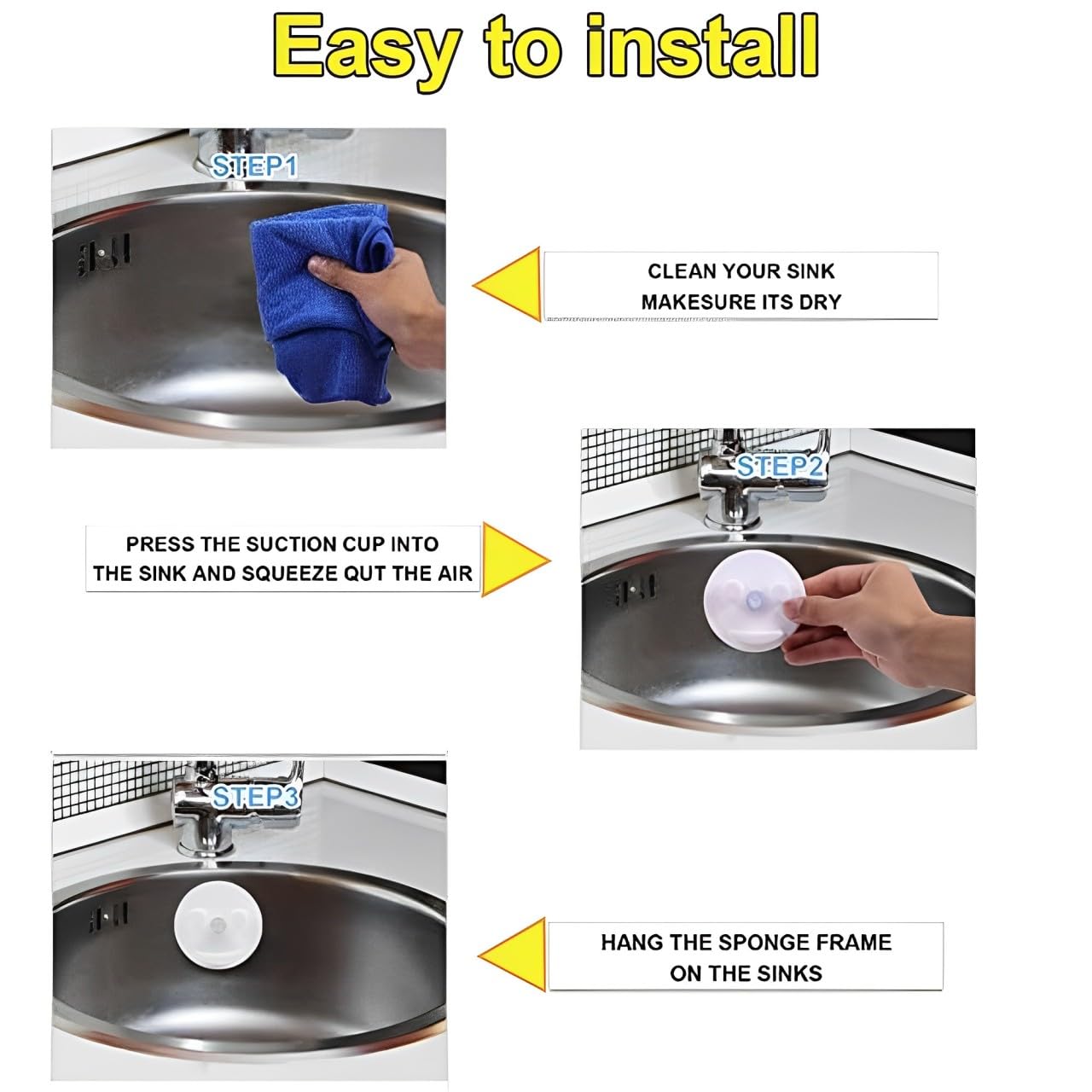 Smiley Face Sponge Holder,2pack Sponge Holder for Kitchen Bathroom Sink Suction Cup Installation ,Sponge Organizer for Kitchen,Dishwasher Safe (Sponges Not Included)