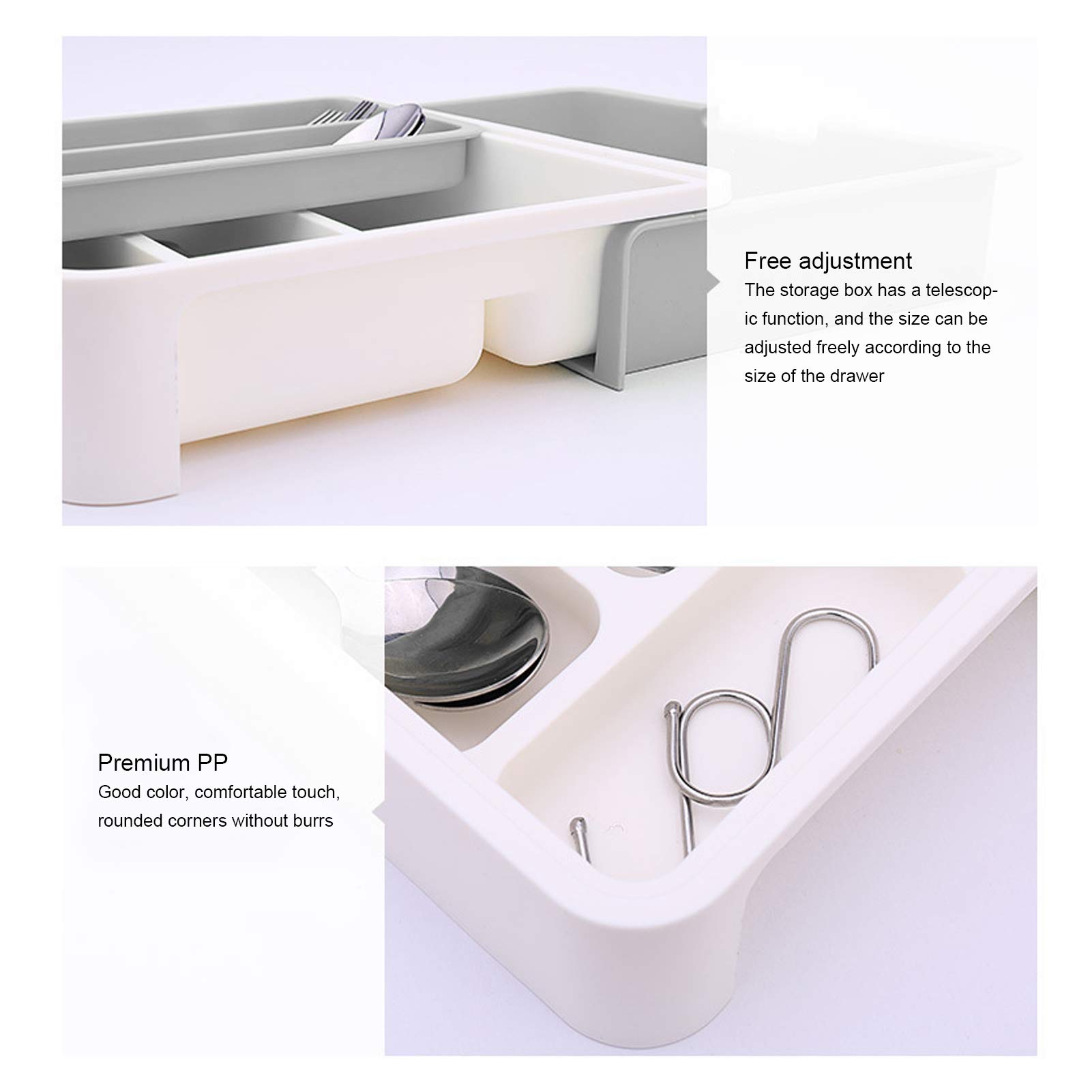 Yosoo Silverware Organizer, Expandable Adjustable Cutlery Storage Tray Compartment Tidy Drawer Utensil Organizer for Kitchen