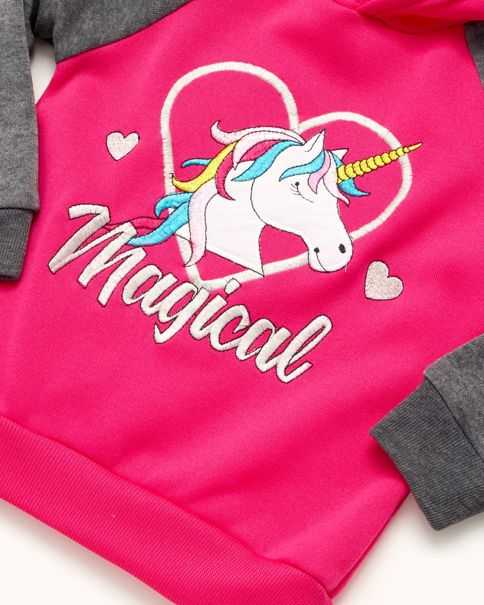 Angel Face Toddler Girls' Sweatsuit Set - Fleece Pullover Hoodie and Jogger Sweatpants Set (4 Piece), Size 2T, Magical Unicorn