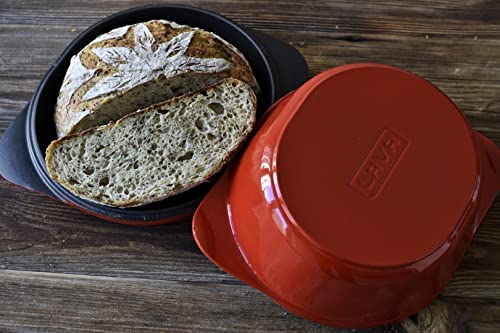 Lava Cast Iron Artisan Bread Baker, Enameled Cast Iron Bread Oven, Rectangle Loaf Pan, Sourdough, Italian, French Bread Baking Pan, Bread Kit with Lid (Blue, 9.5" by 10.5")