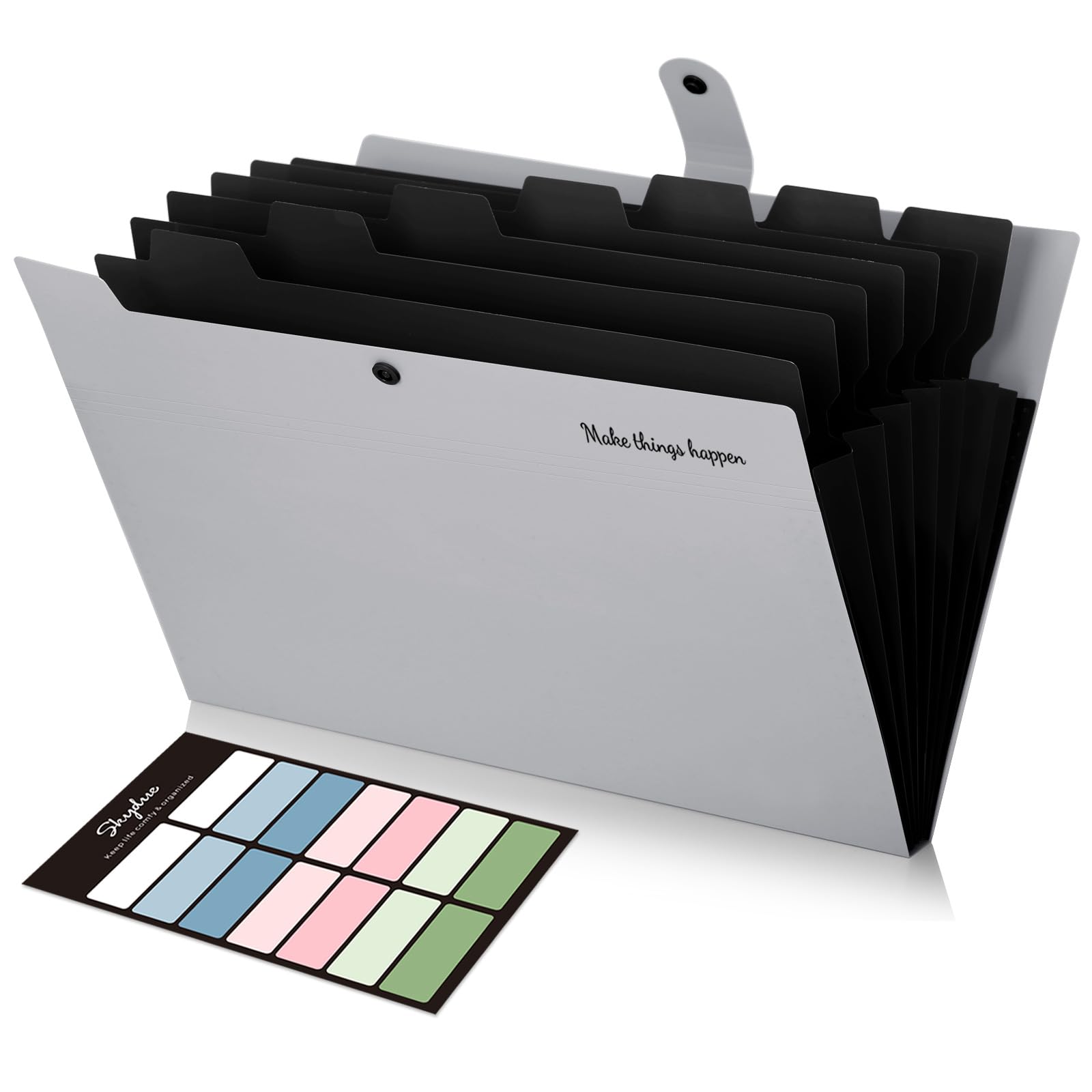 SKYDUE Expanding File Folders with 8 Pockets, Accordion File Organizer, Portable Document Paper Organizer for Home, School, and Office, Pack of 2, Gray