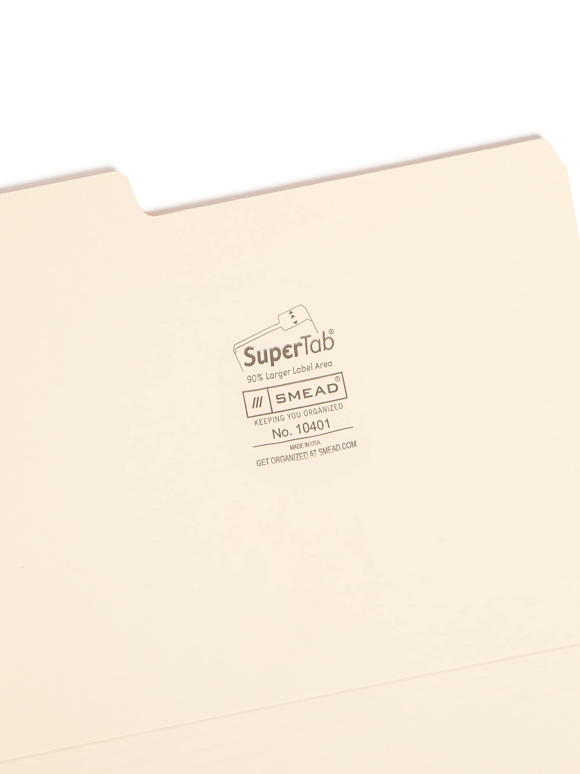 Smead SuperTab Heavyweight File Folder, Oversized 1/3-Cut Tab, Letter Size, Manila, 50 Per Box (10401)