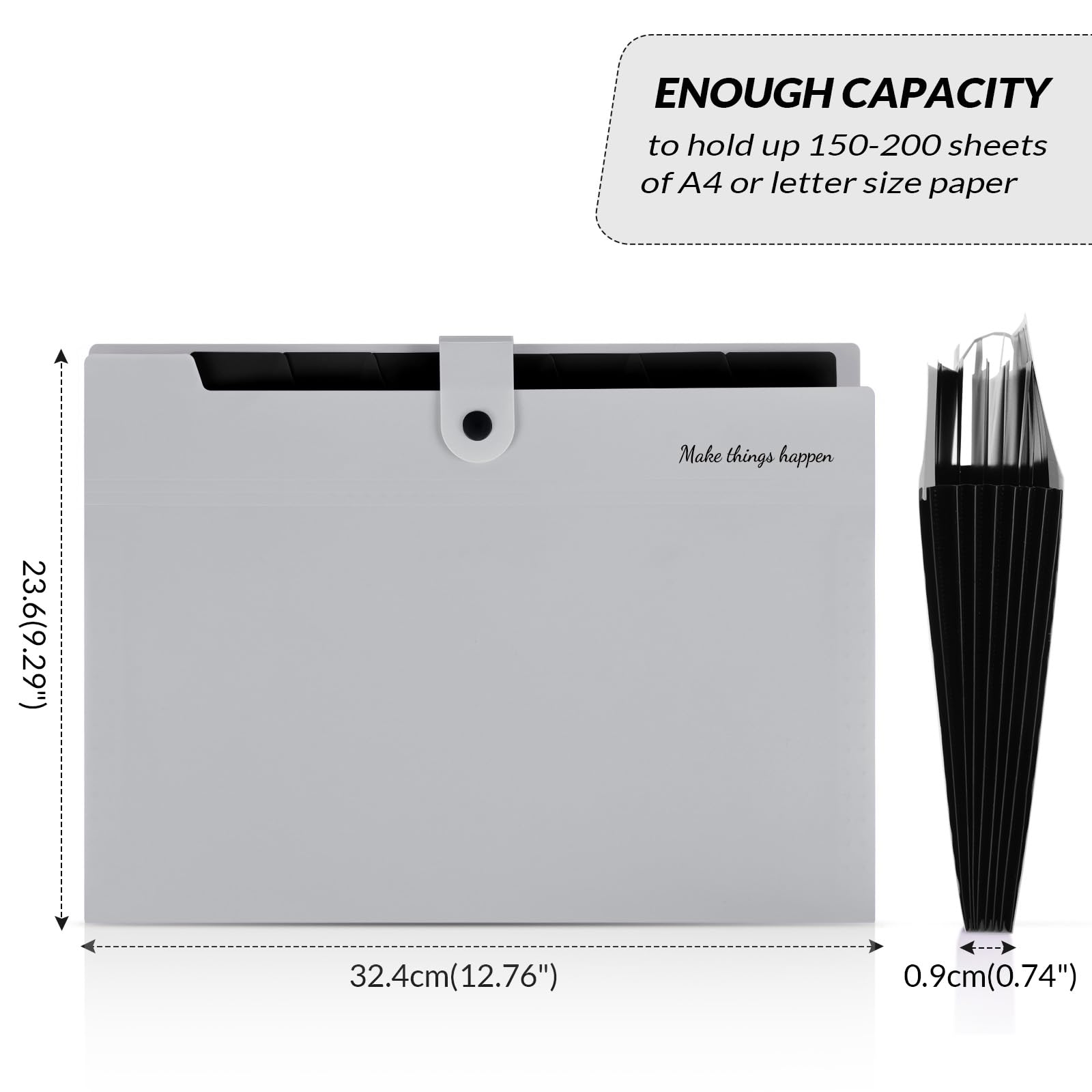 SKYDUE Expanding File Folders with 8 Pockets, Accordion File Organizer, Portable Document Paper Organizer for Home, School, and Office, Pack of 2, Gray