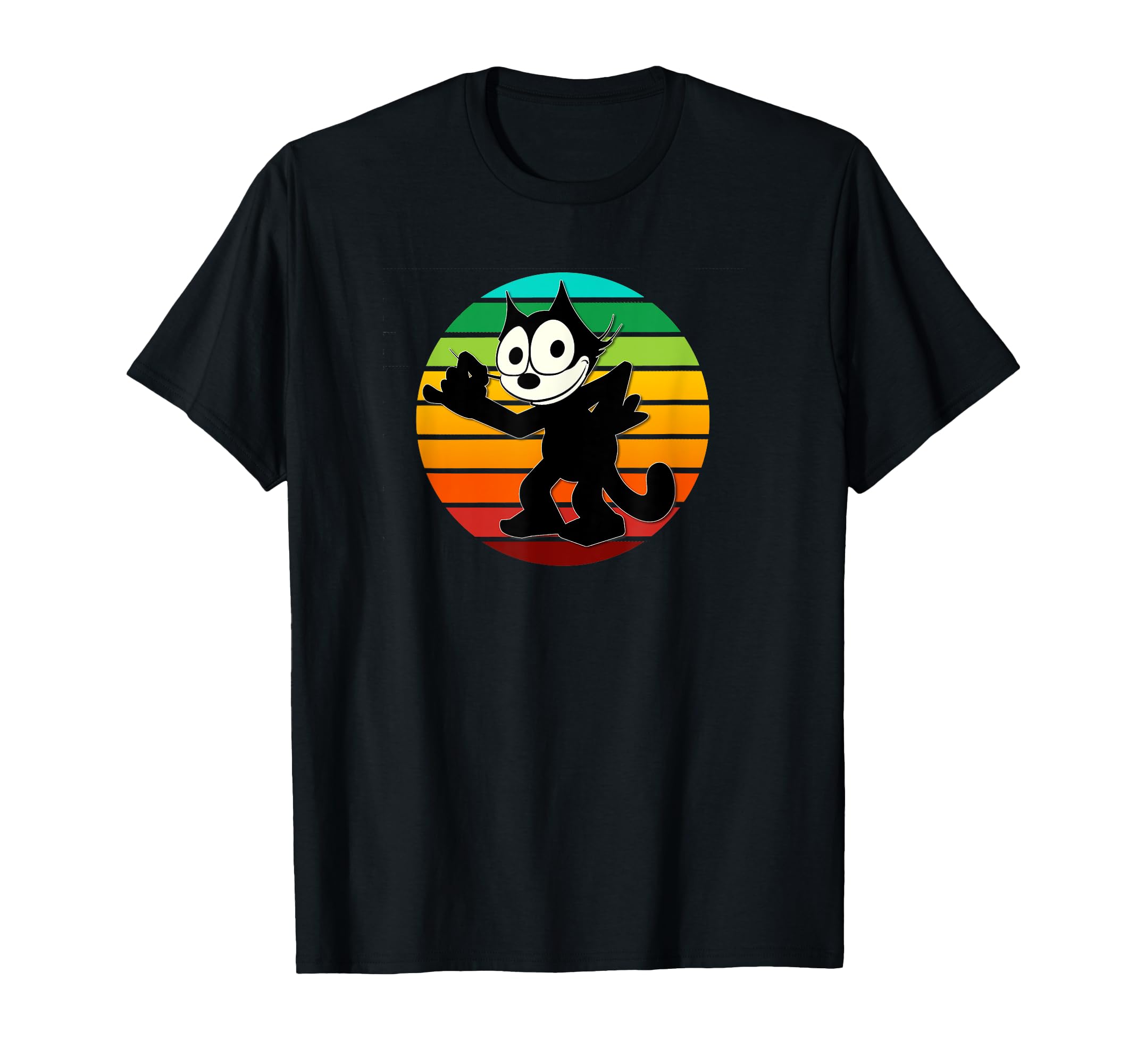 Felix Cartoon Cat Retro Rainbow Sunset Sly Smiling Felix Tee T-Shirt