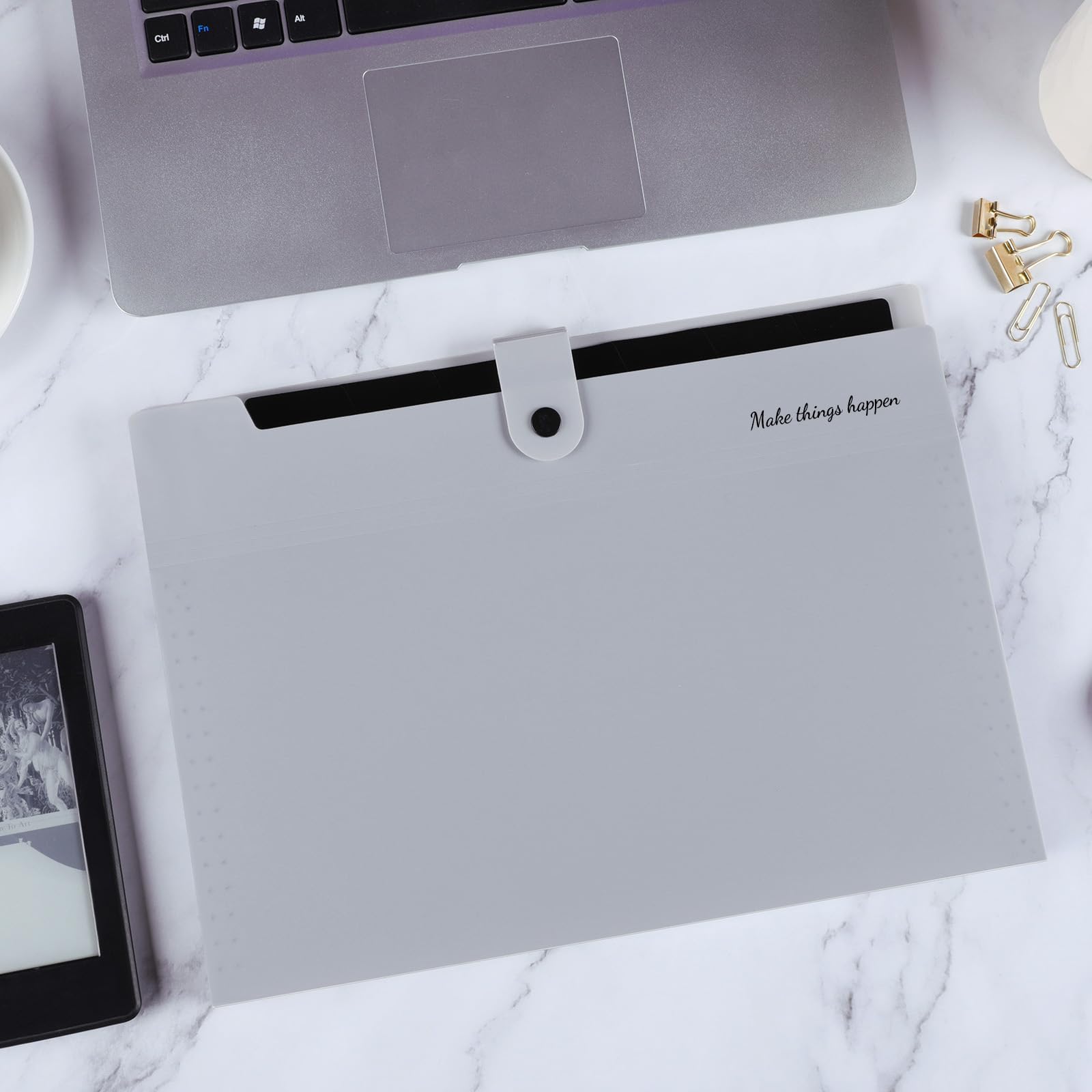 SKYDUE Expanding File Folders with 8 Pockets, Accordion File Organizer, Portable Document Paper Organizer for Home, School, and Office, Pack of 2, Gray
