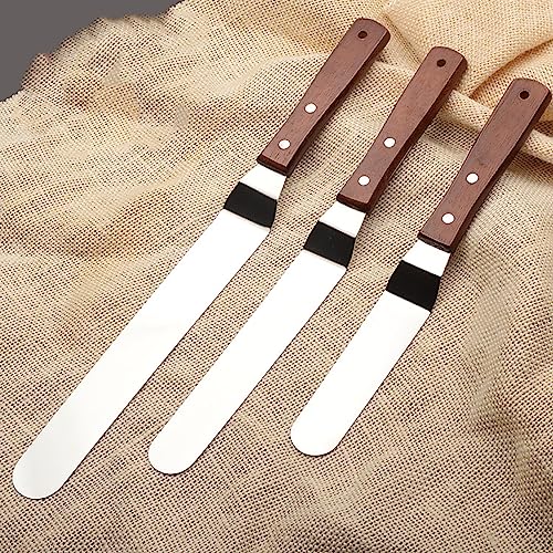Offset Icing Spatula, Cake Angled Spatula Set with 6, 8, 10 Inch Blades, Cake Decorating Frosting Spatulas with Stainless Steel Handle (6,8,10 J79)