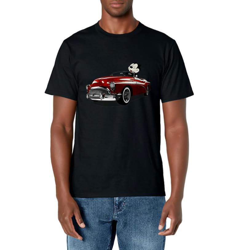 Felix Old-Skool Cat Drives Retro Red Lowrider Convertible T-Shirt