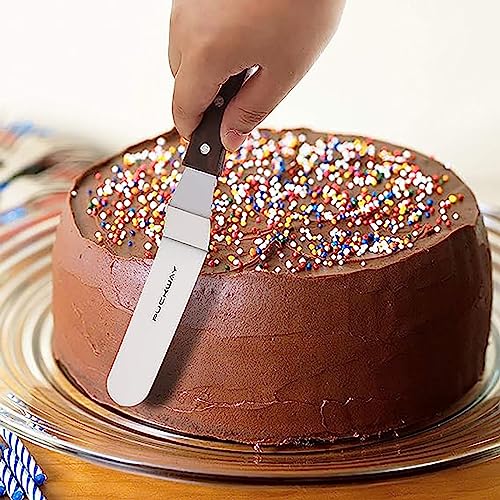 Offset Icing Spatula, Cake Angled Spatula Set with 6, 8, 10 Inch Blades, Cake Decorating Frosting Spatulas with Stainless Steel Handle (6,8,10 J79)