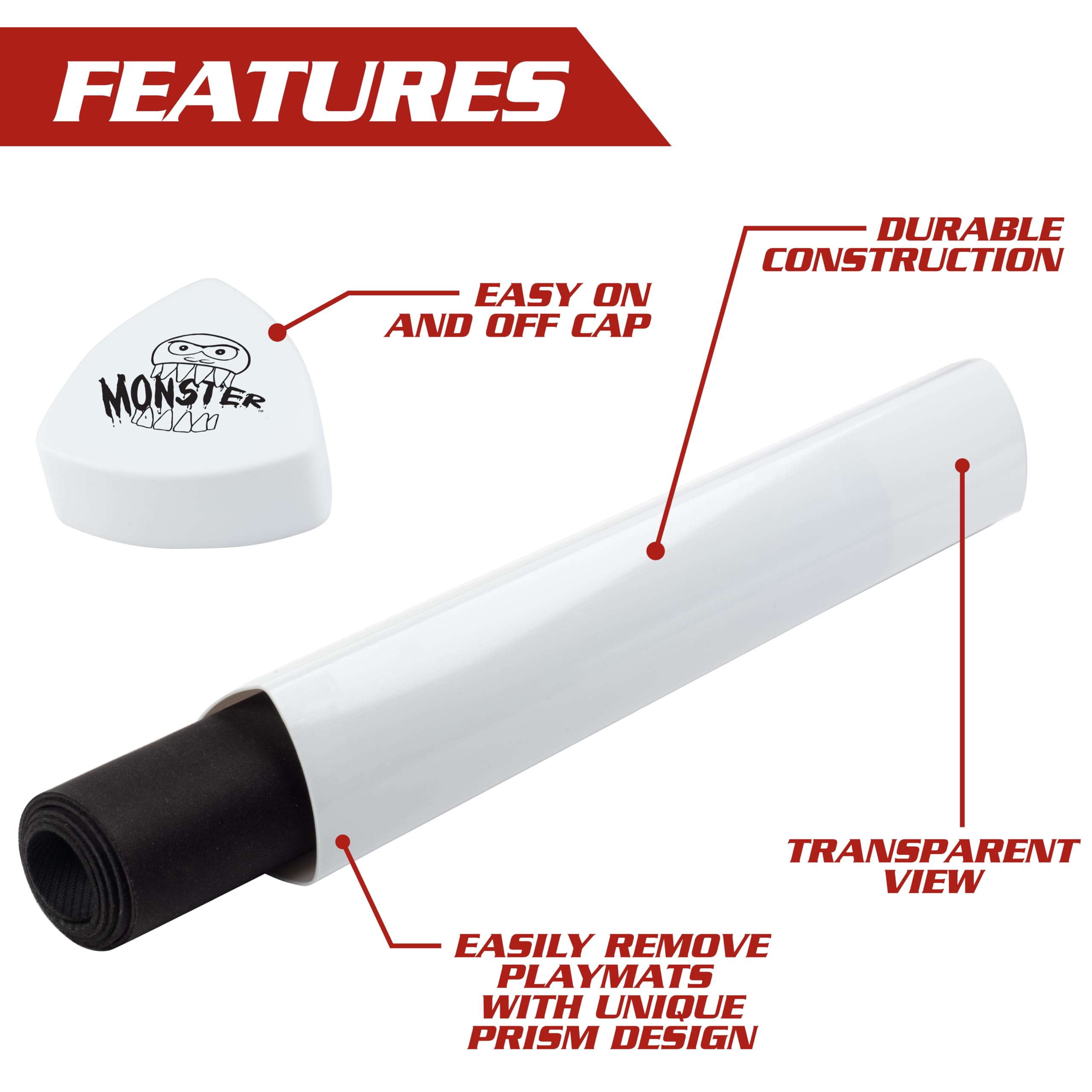 Original - 2 Packs - Playmat Tube - Monster Protectors Prism-shaped Play Mat Tube (Opaque White) - Won't Roll, Easy in and Out Design