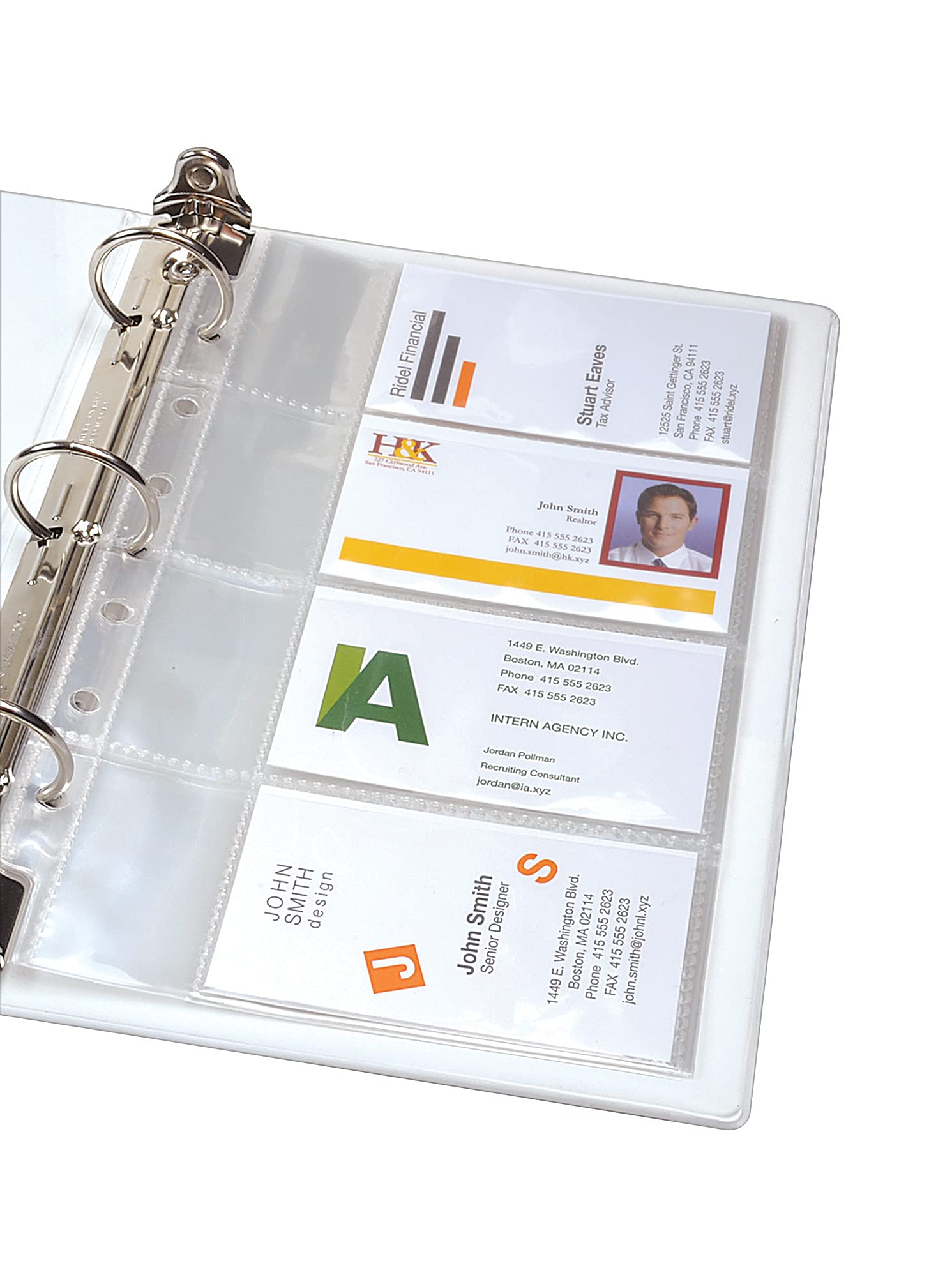 Avery Clear Business Card Organizer Pages for 5.5" x 8.5" Mini Binders, Pack of 5 Holds 40 Cards Total (76025)